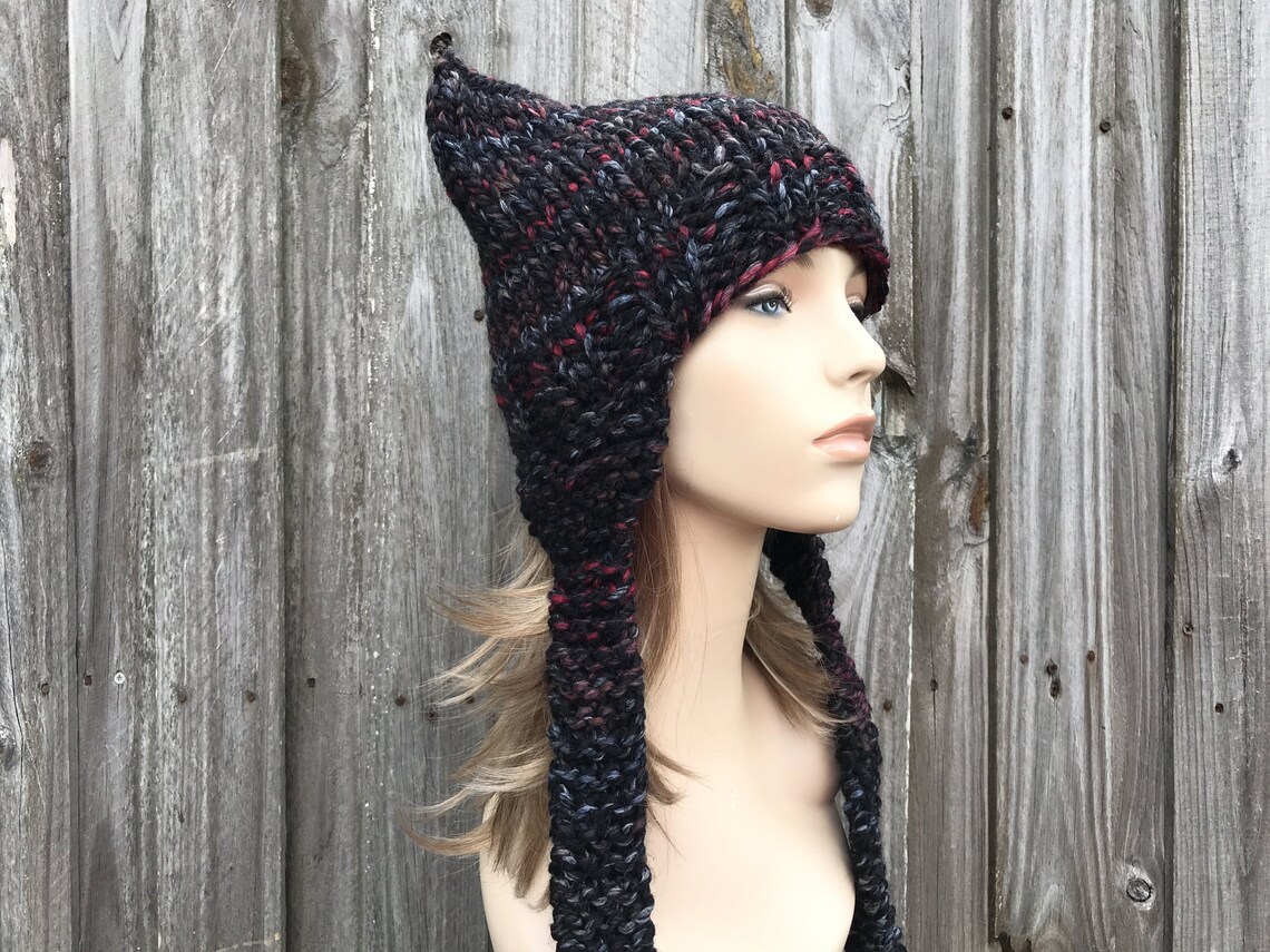 Blackstone Black Cat Hat Halloween Hat Chunky Knit Hat - Etsy