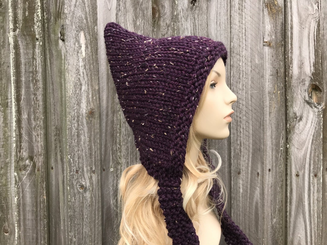 Hand Knit Pixie Hat, Pixie Hood, Witch Hat, Elf Hat, Womens Hat, Mens Hat, Chunky Knit Hat ...