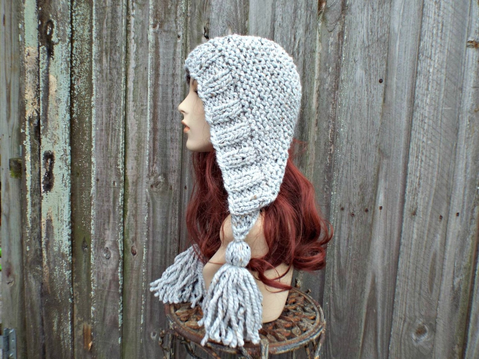 Knit Hat Pattern, Tassel Hat Knitting Pattern, Knit Hood Pattern ...