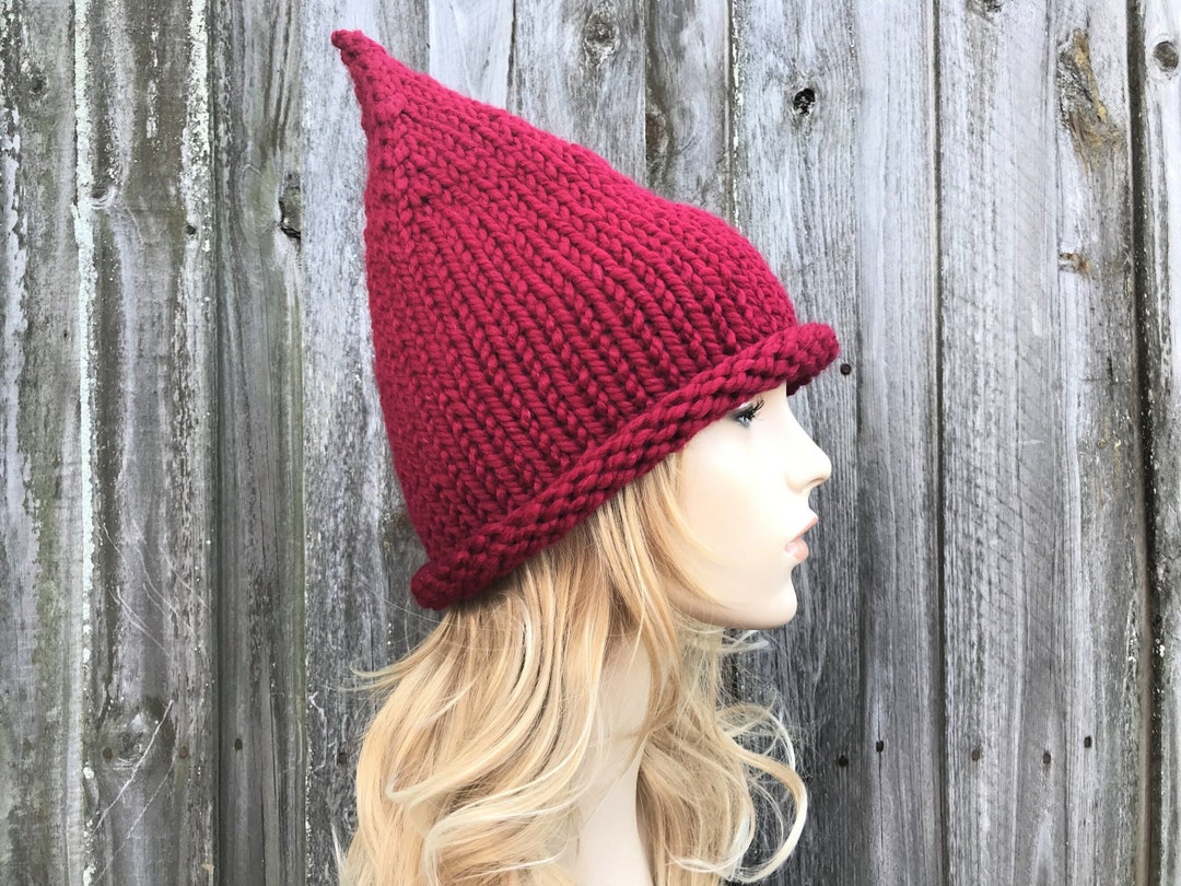 Knit Witch Hat, Witch Beanie, Elf Hat, Gnome Hat, Wizard Hat, Chunky ...