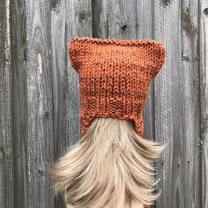 Orange Cat Hat, Halloween Costume, Chunky Knit Hat, Womens Hat, Mens ...