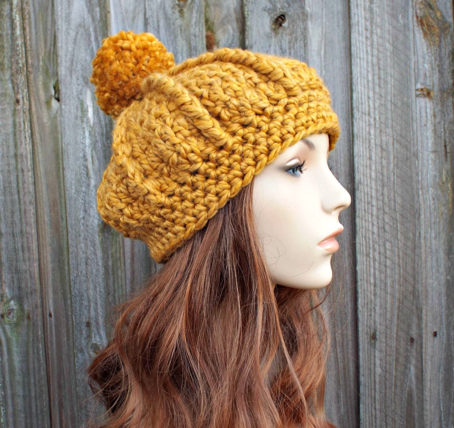 Chunky Crochet Hat Womens Hat Winter Hat Womens Beret Pom | Etsy