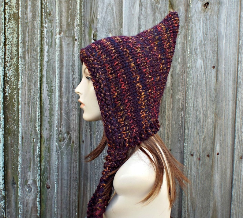 Witch Hat, Pixie Hat, Knit Hood, Womens Hat, Chunky Knit Hat, Winter ...