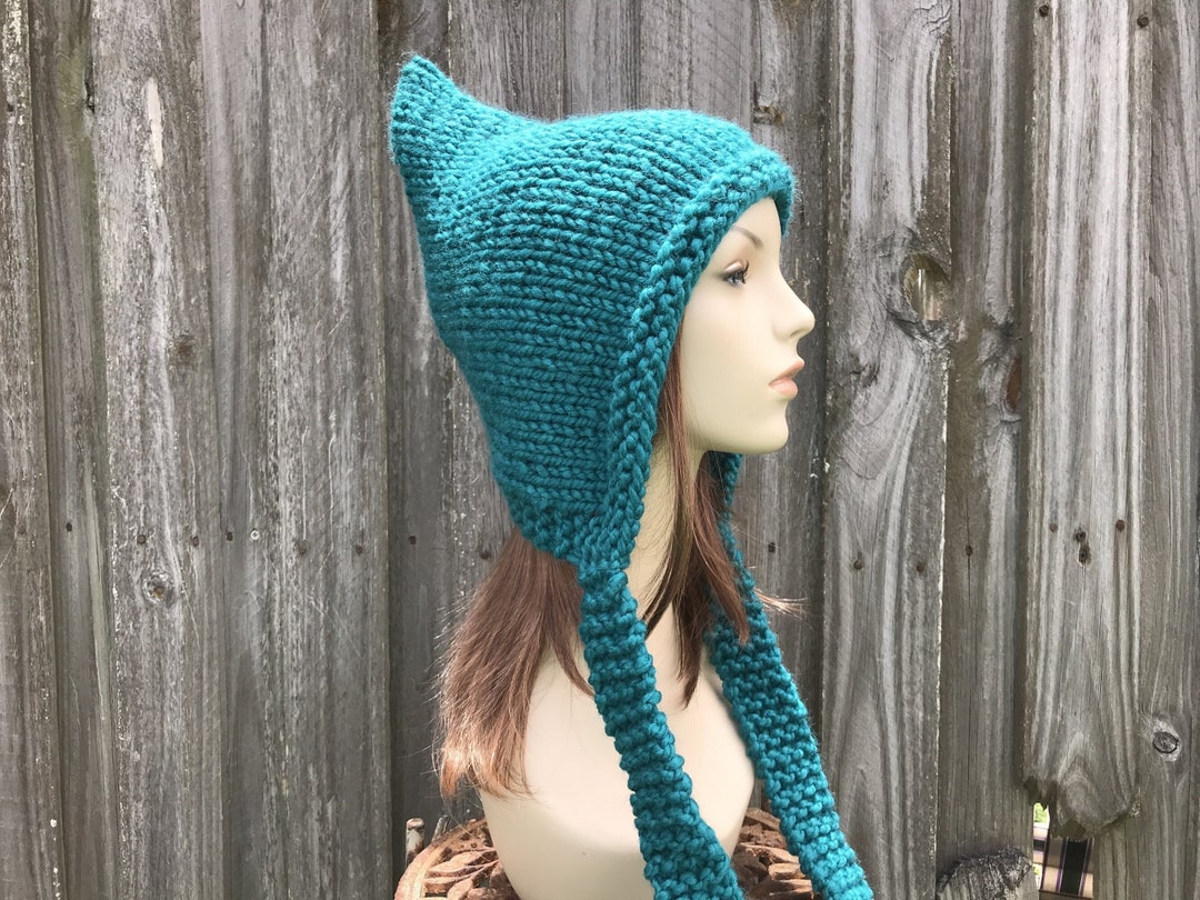 Adult Pixie Hat, Elf Hat, Chunky Knit Hat, Knit Hood, Womens Hat, Mens ...