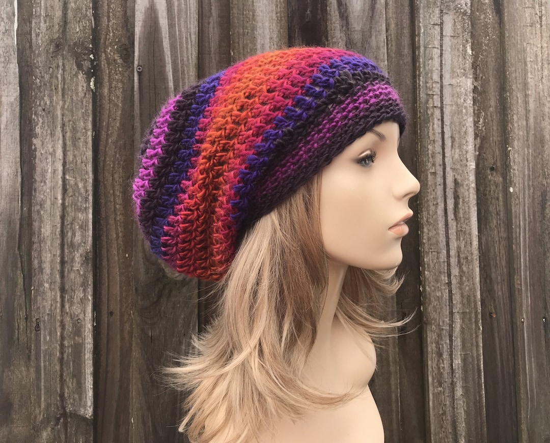 Slouchy Beanie Hat, Crochet Hat, Womens Hat, Mens Hat, Winter Hat ...