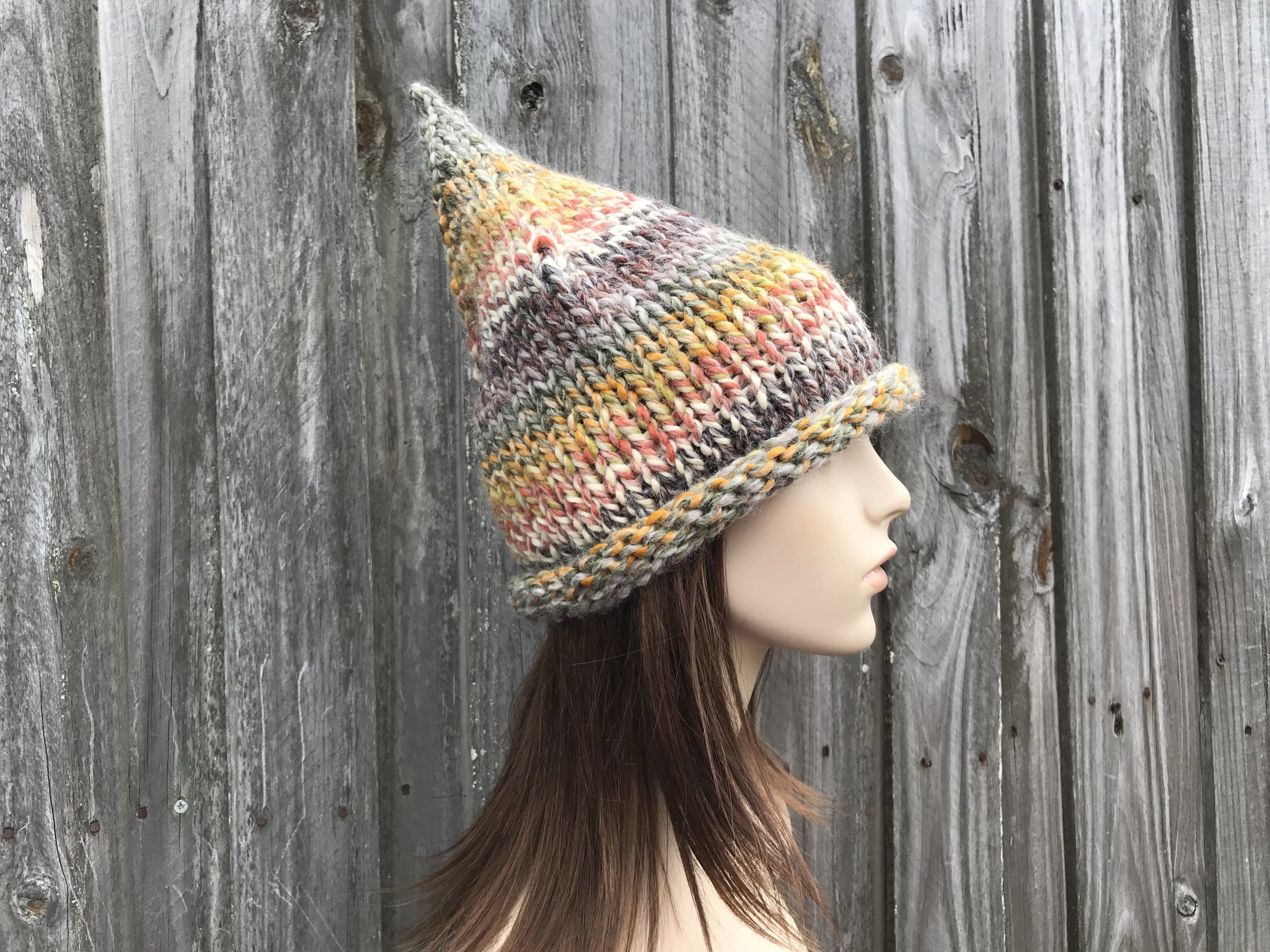 Rainbow Witch Hat, Wizard Hat, Halloween Costume, Chunky Knit Hat ...