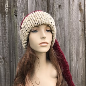 Extra Long Stocking Cap, Rustic Santa Hat, Santa Claus Hat, Knit Santa ...