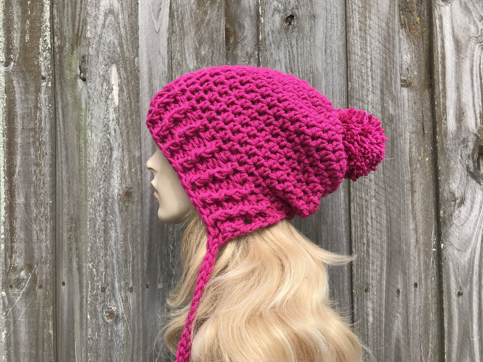 Chunky Crochet Hat Crochet Beanie Hat with Pom Poms Womens | Etsy