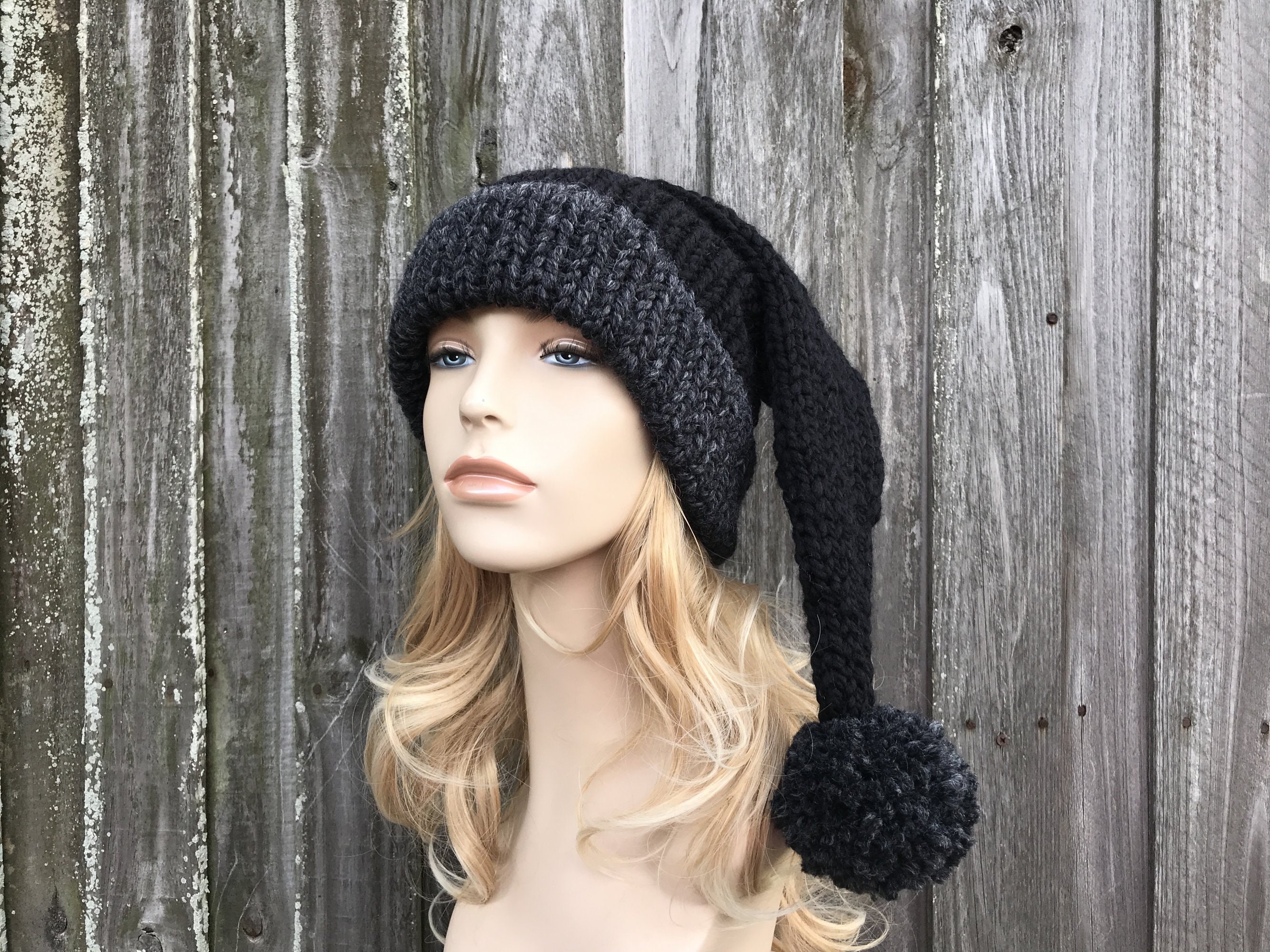 Black Santa Hat Santa Claus Hat Elf Hat Christmas Hat | Etsy