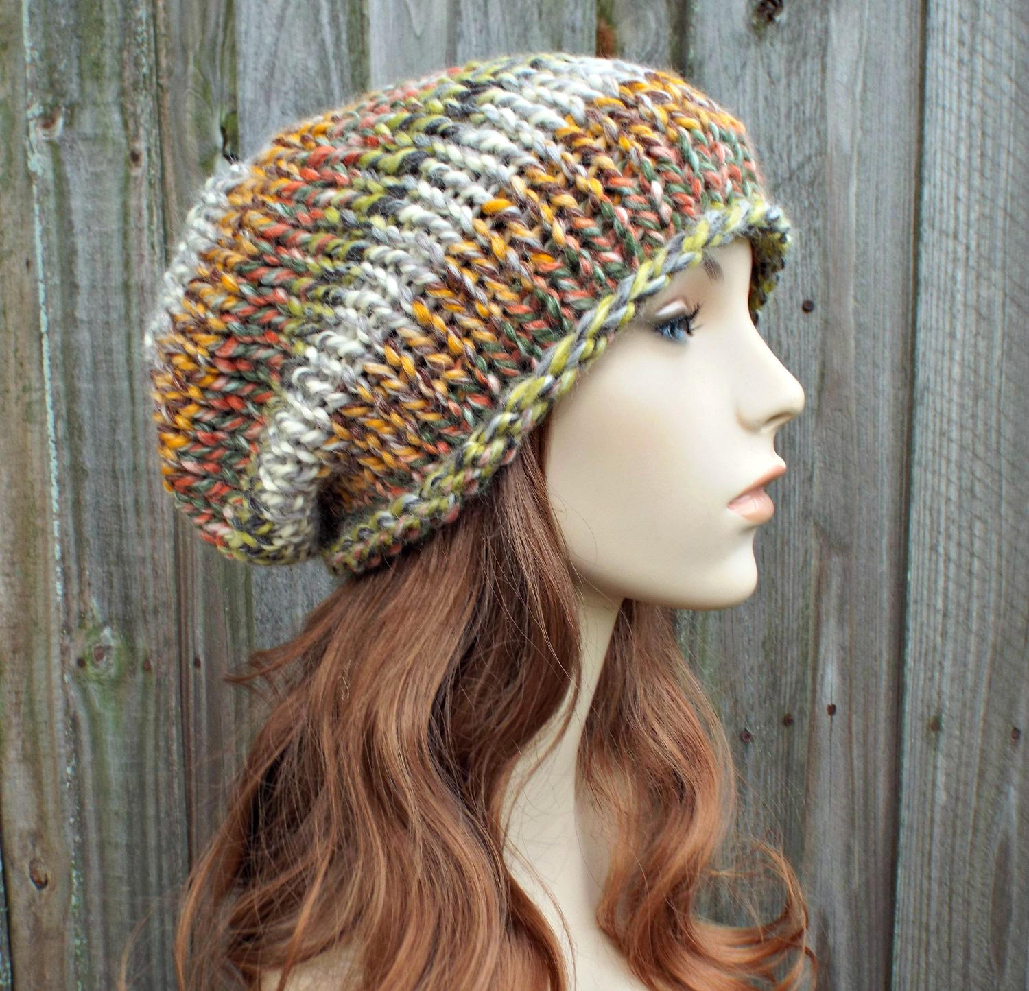 Boho Hat Chunky Knit Hat Slouchy Hat Mens Hat Womens Hat | Etsy