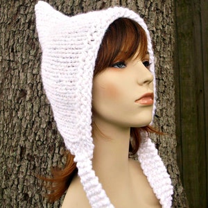 Pixie Hood, Chunky Knit Hat, Pixie Hat, Womens Hat, Winter Hat, Adult ...