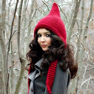 Adult Pixie Hat, Elf Hat, Chunky Knit Hat, Womens Hat, Winter Hat, Knit ...