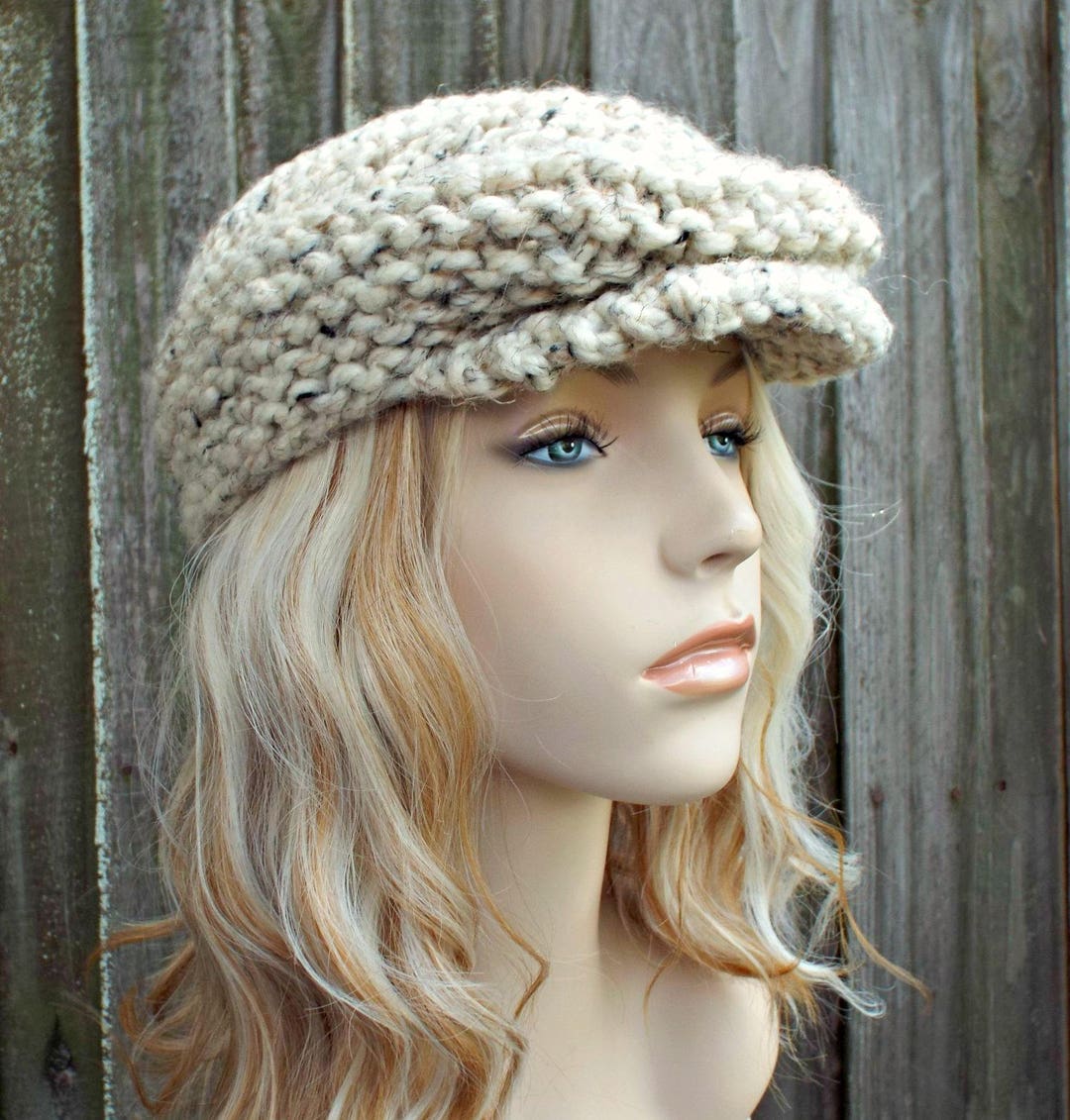 Hand Knit Flat Cap, Chunky Knit Hat, Womens Hat, Mens Hat, Winter Hat, Newsboy Hat, Newsboy Cap ...