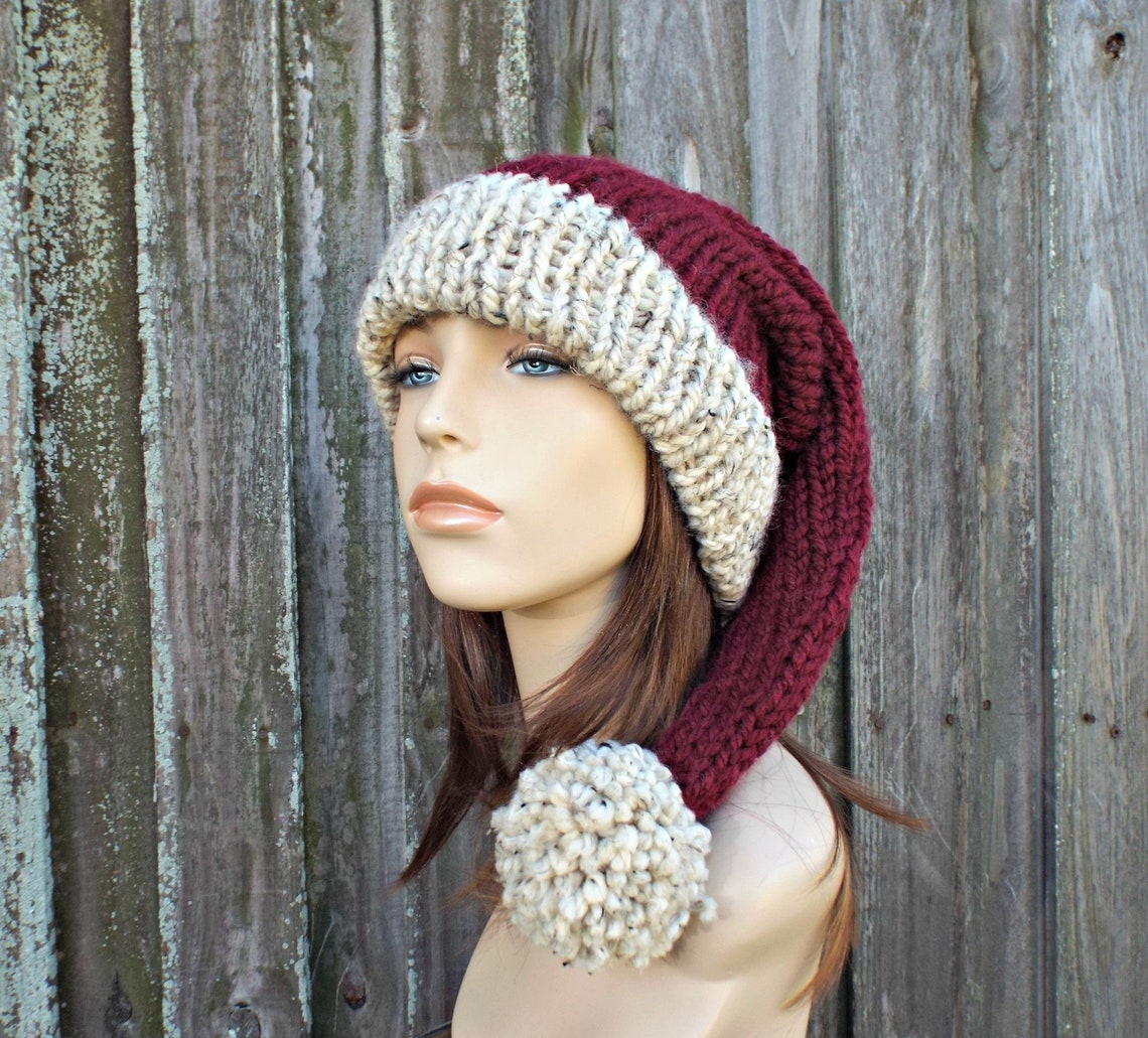 Santa Hat Knitted Santa Hat Rustic Santa Hat Santa Claus Hat | Etsy