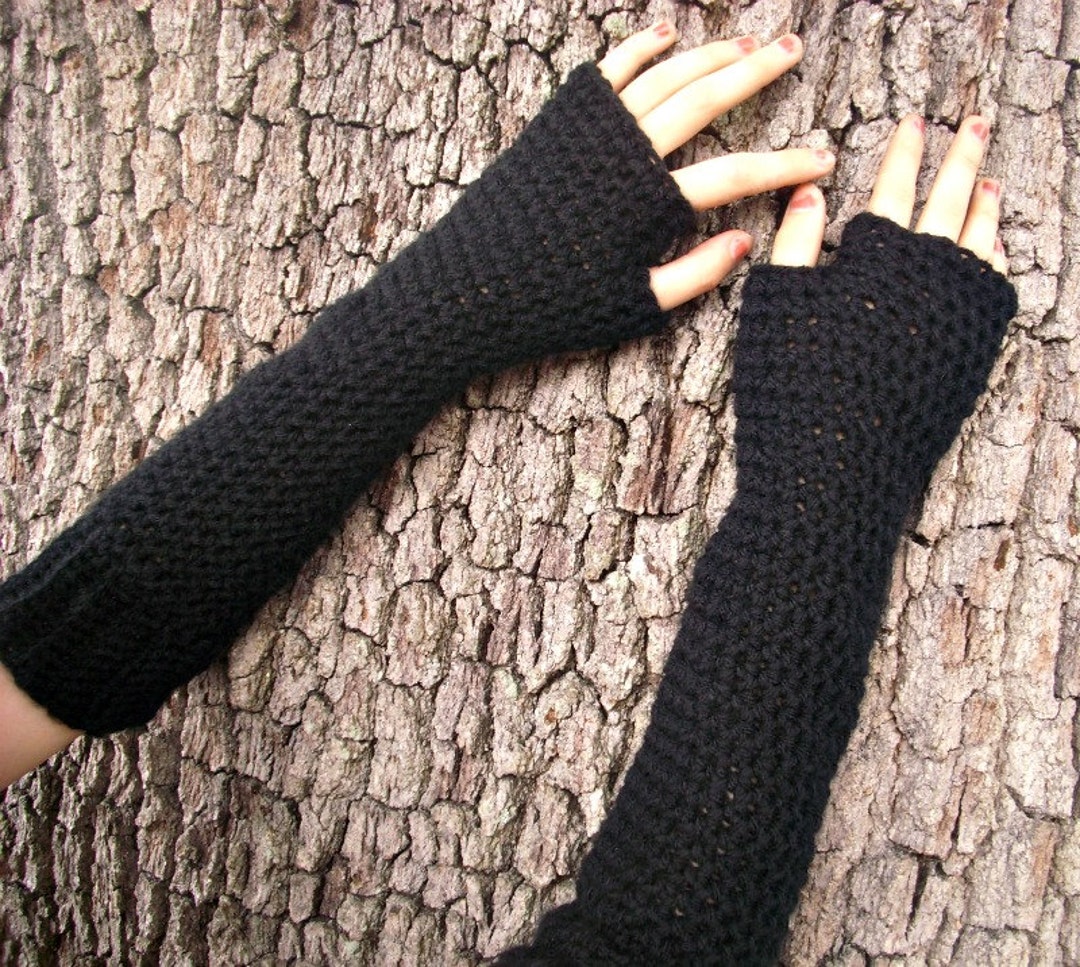 Crocheted Fingerless Gloves, Fingerless Mittens, Long Fingerless Gloves ...