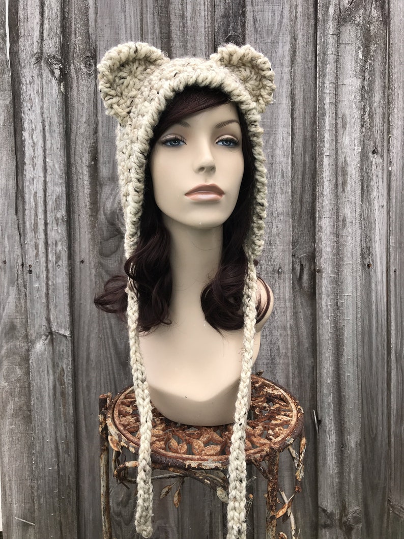 Bear Ear Hat, Bear Bonnet, Adult Bonnet, Chunky Crochet Hat, Crochet ...