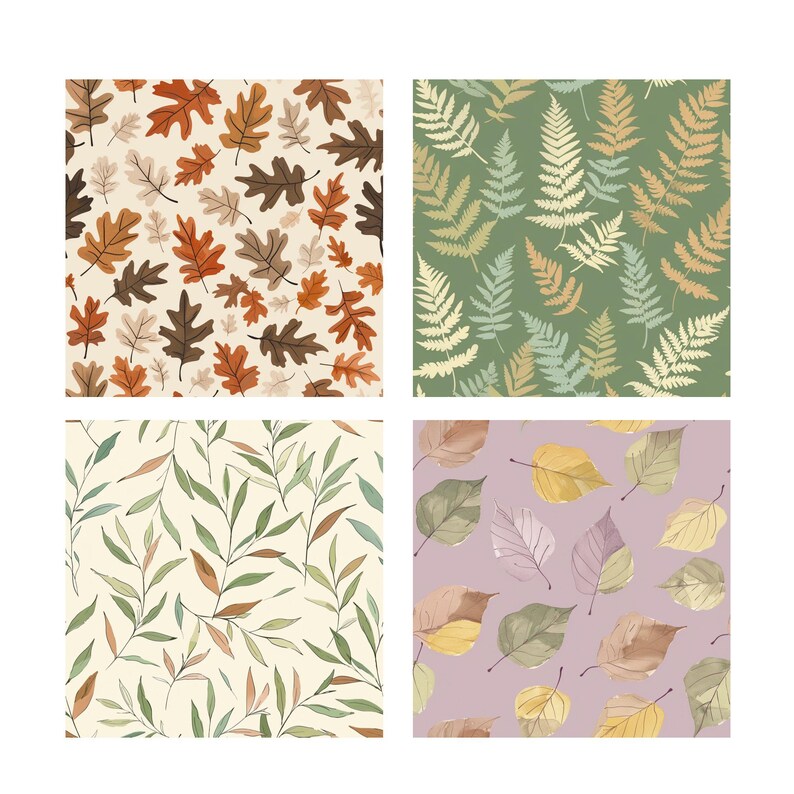 Vintage Leaf Digital Paper Watercolor Scrapbook Papers Seamless ...