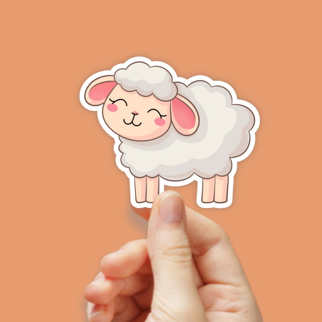 Adorable Kawaii Sheep Sticker for Digital Download Cute Cartoon Sheep ...