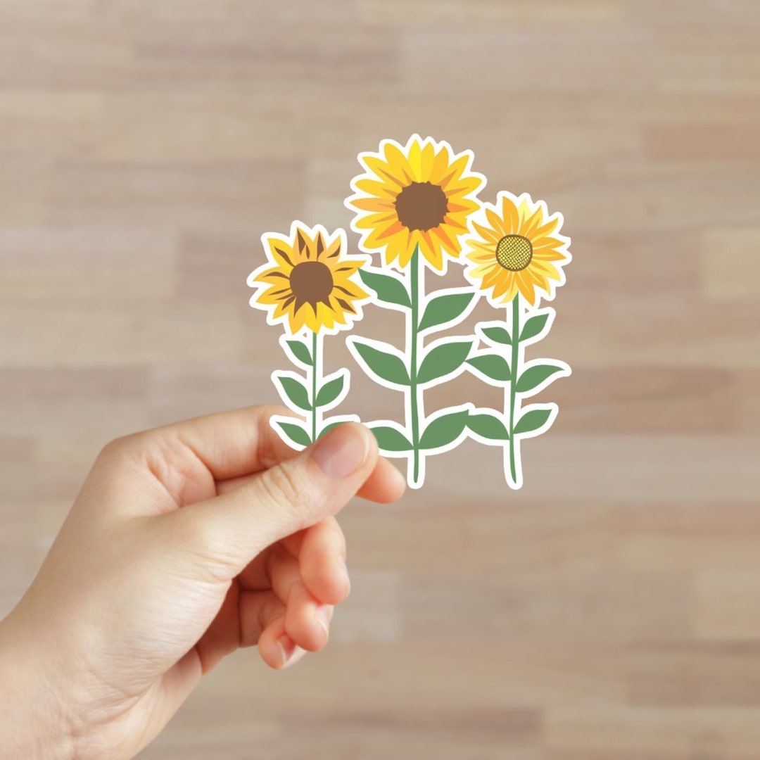 Printable Sunflower Stickers / Print and Cut Sunflower Stickers / Cute ...
