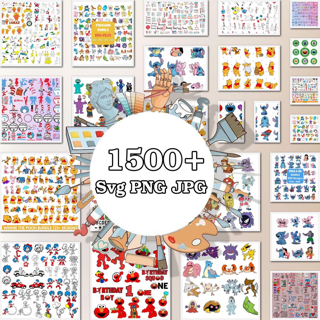 1500+ Character Cartoon Watercolor Png Bundle - Cartoon Design Png ...