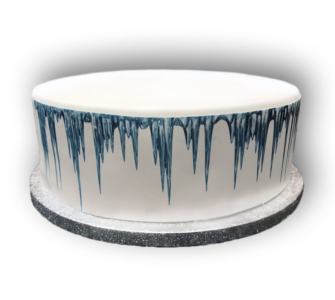 Frozen Blue Icicle Effect Border Ribbon Icing Cake Decoration Topper ...