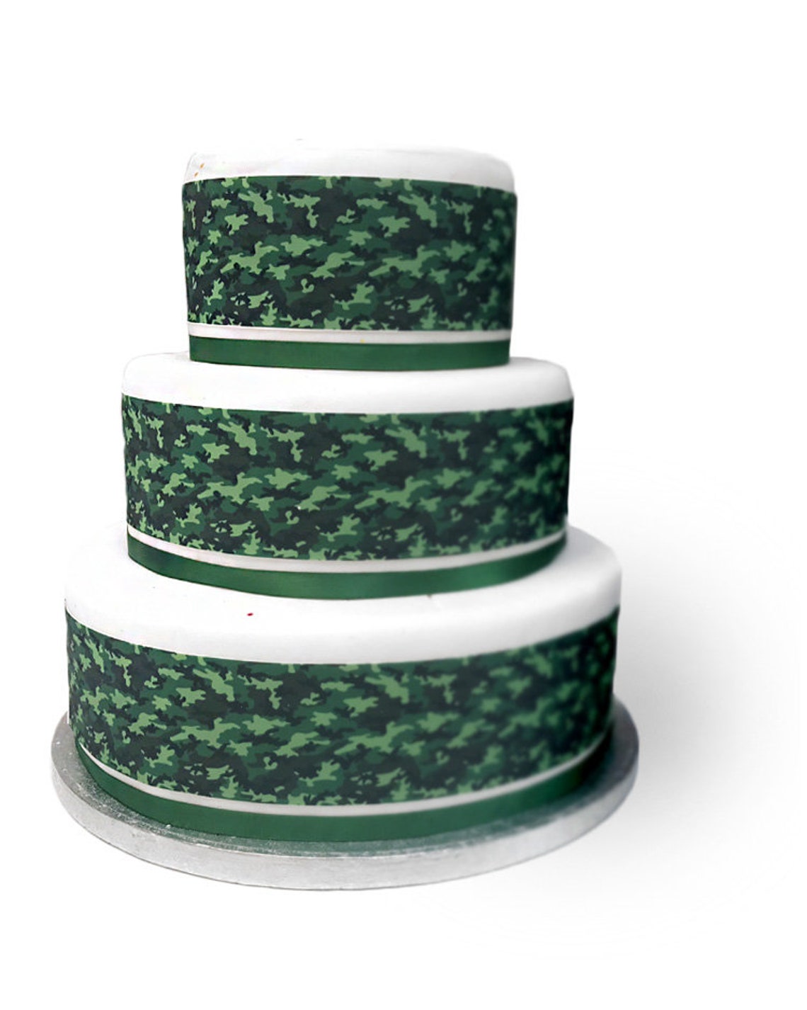 Green Camouflage Army Soldier Border Ribbon Icing Cake Decoration ...