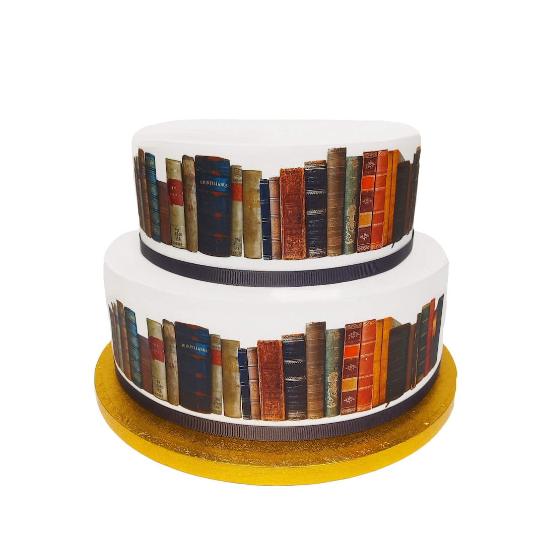 Vintage Books Border Ribbon Icing Cake Decoration Topper. Perfect for ...