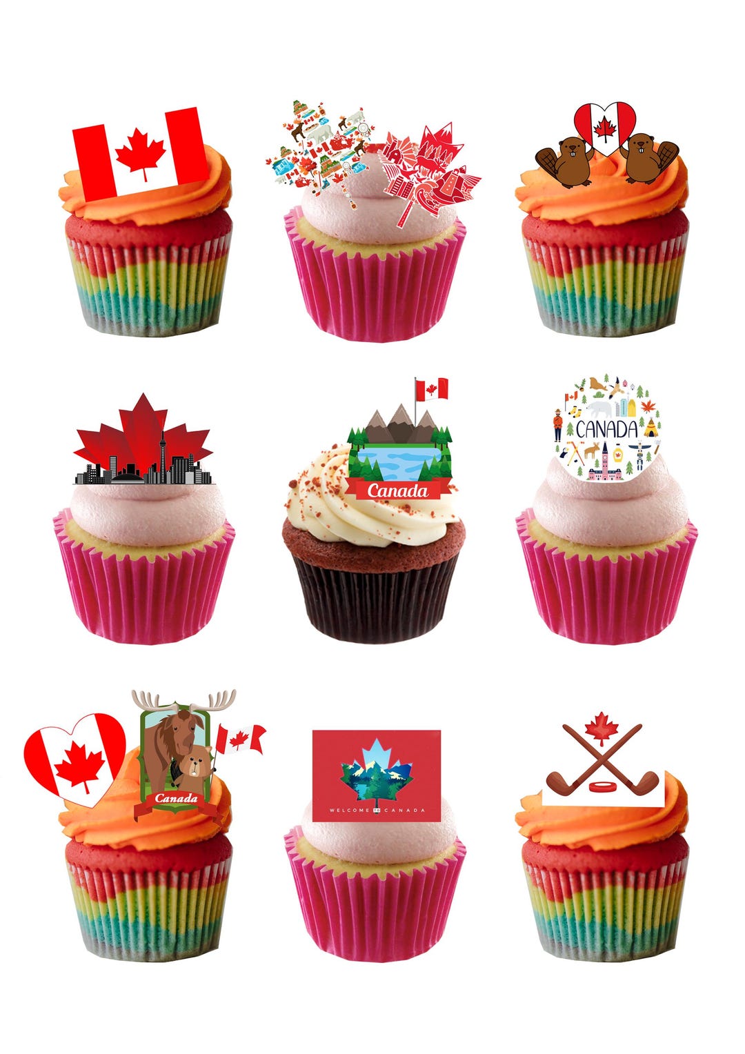 33 Stand up Canada Canadian Themed Edible Wafer Paper Card Cake Cupcake ...