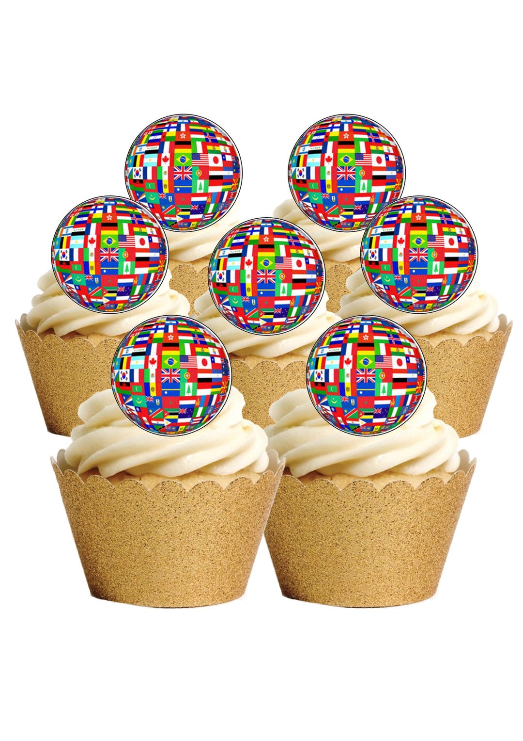 24 Precut Olympic Nations Flags of the World Edible Wafer Paper Cake ...