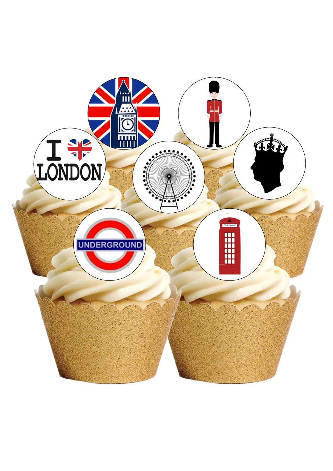 24 Precut London City Themed Edible Wafer Paper Cake Cupcake Toppers ...