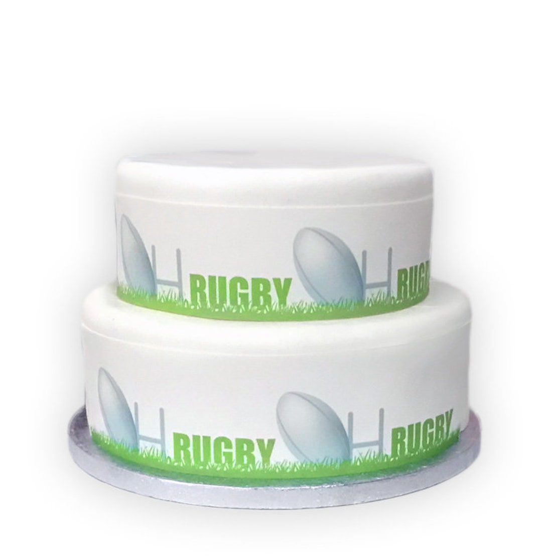 Rugby Ball Sport Border Ribbon Icing Cake Decoration Topper. Perfect ...