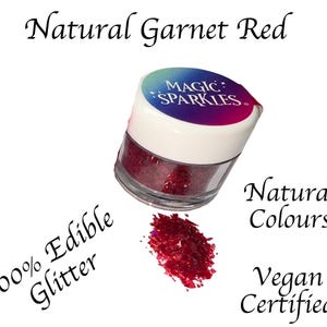 Magic Sparkles Fully Edible Glitter 2g of Natural Garnet Red - 100% ...