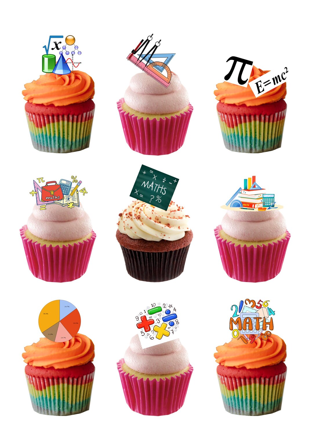 30 Stand up Maths Mathematics School Edible Wafer Paper Card Cake ...