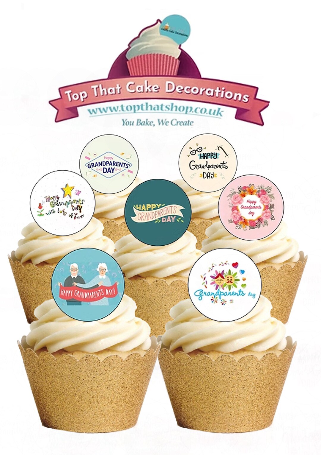 24 Precut Round Grandparents Grandma/grandpa Day Edible Wafer Paper ...