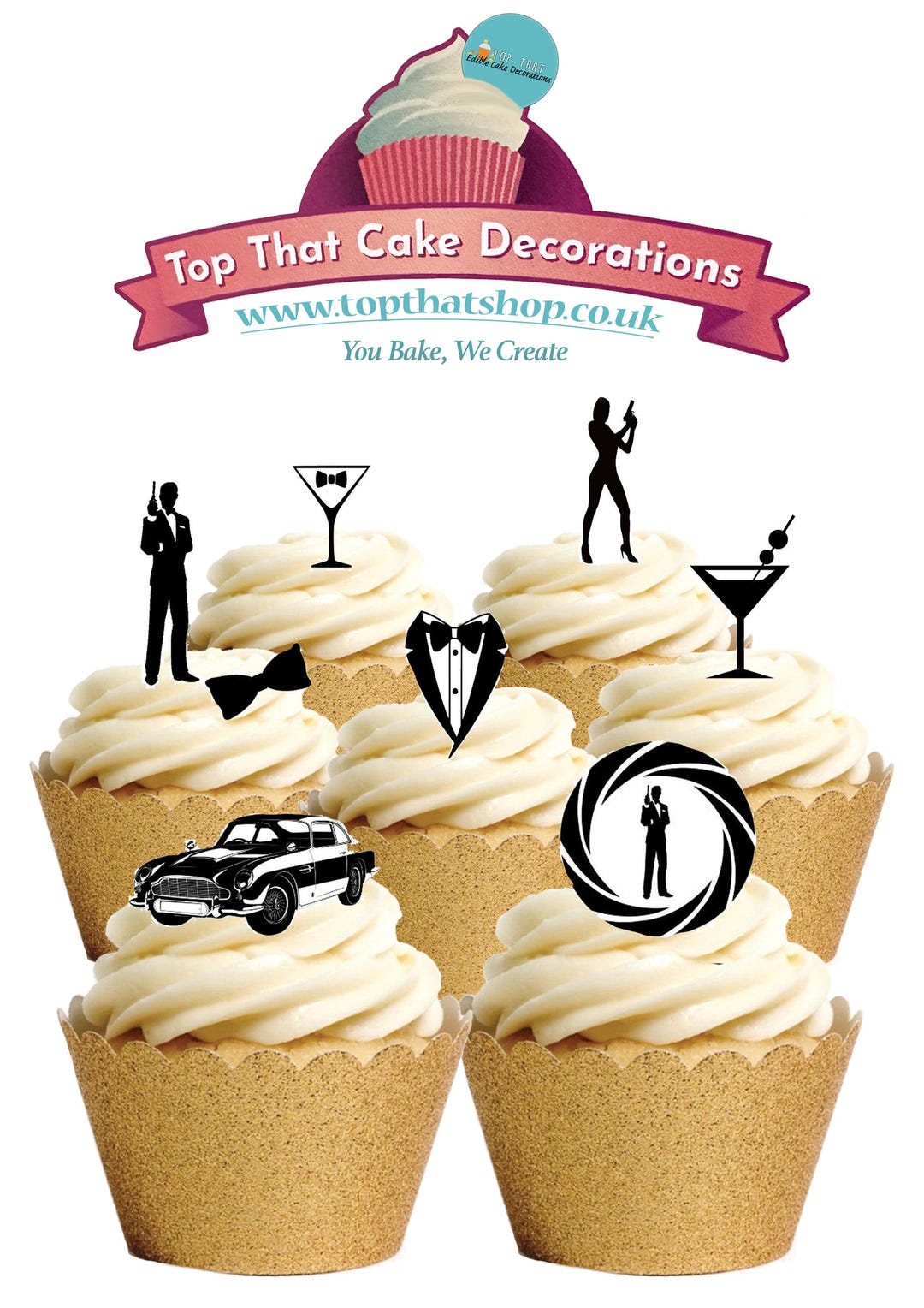 27 Stand up Secret Spy Agent Silhouette Themed Edible Wafer Paper Card ...