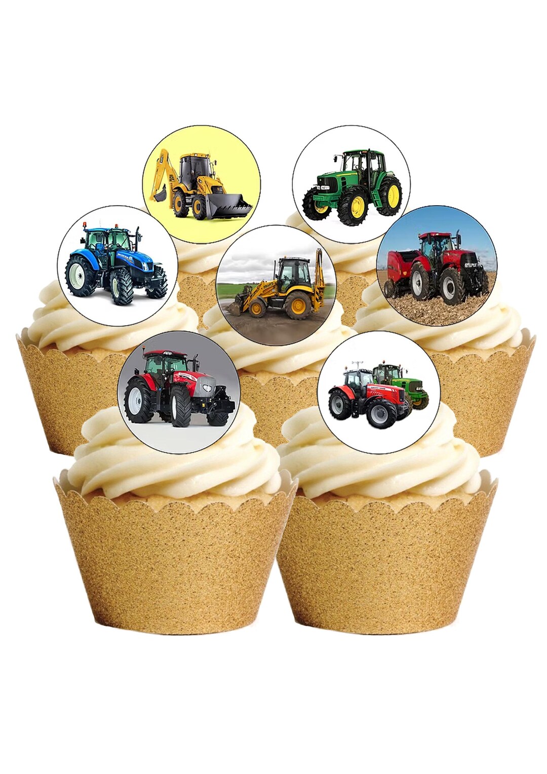 24 Precut Tractors and Diggers Farm Machinery Themed Edible Wafer Paper ...