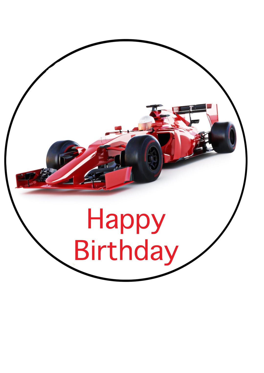 Happy Birthday Formula 1 Racing Car Design 7.5inch Circle Edible Icing ...