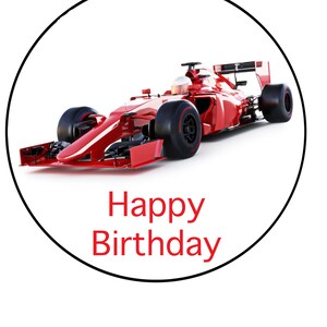 Happy Birthday Formula 1 Racing Car Design 7.5inch Circle Edible Icing ...