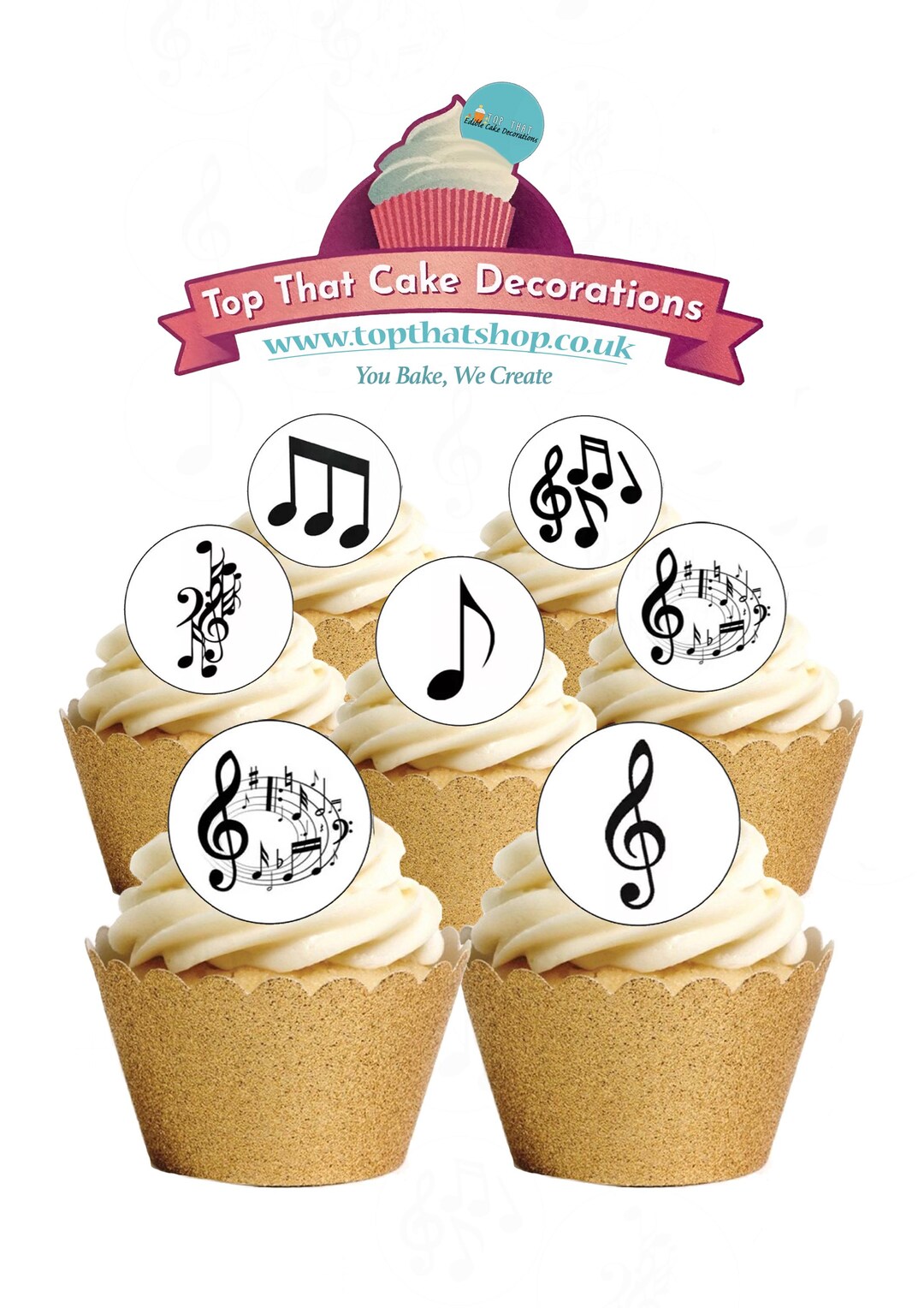 24 Precut Music Musical Notes Themed Edible Wafer Paper Cake Cupcake ...