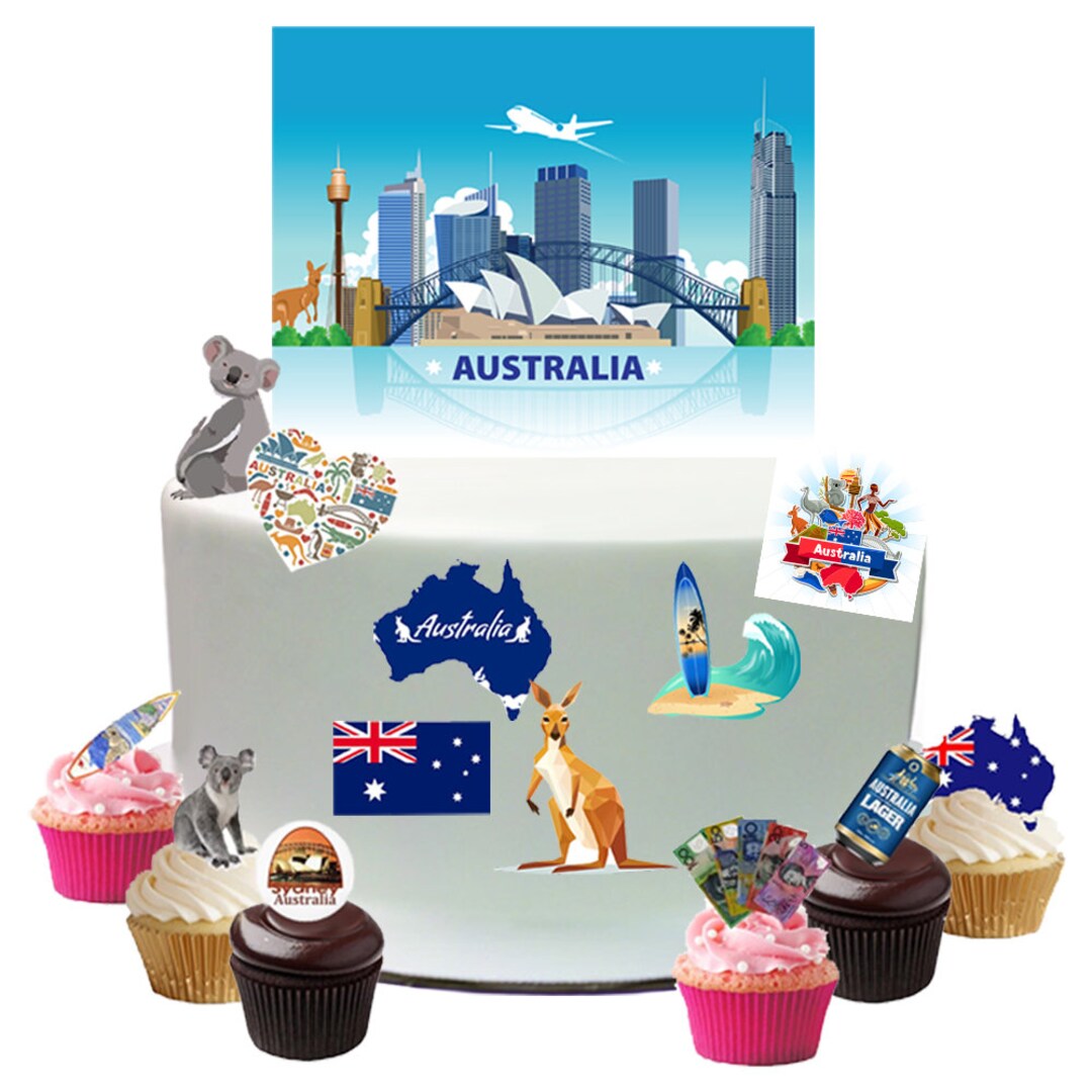 Australia Holiday Travel Edible Stand up Wafer Paper Cake Scene ...