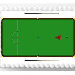 A4 Size Rectangle Snooker Table and Cues Edible Icing Cake Topper ...