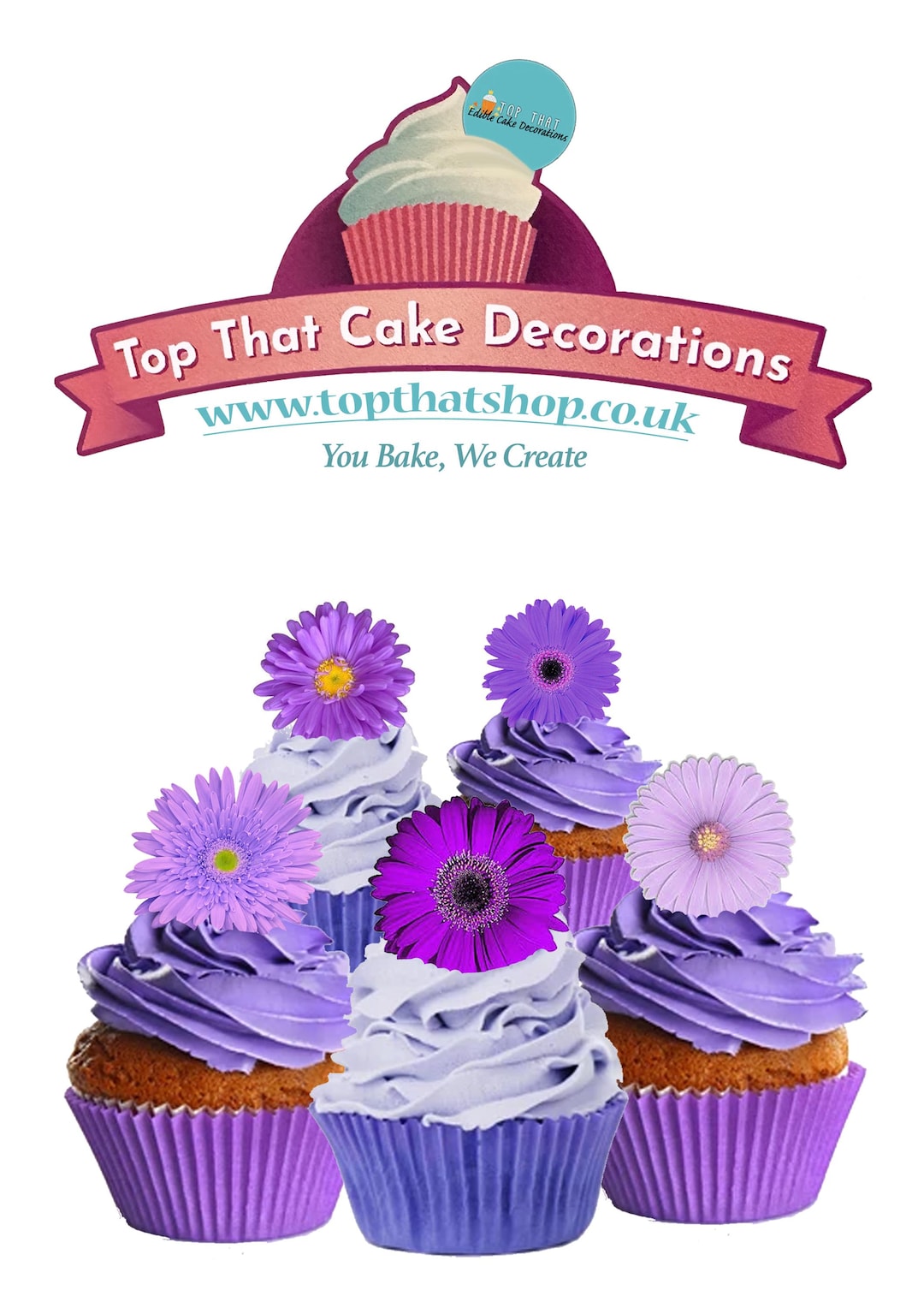 30 Purple Lilac Gerbera Daisy Flowers Edible Wafer Paper Cake Cupcake ...
