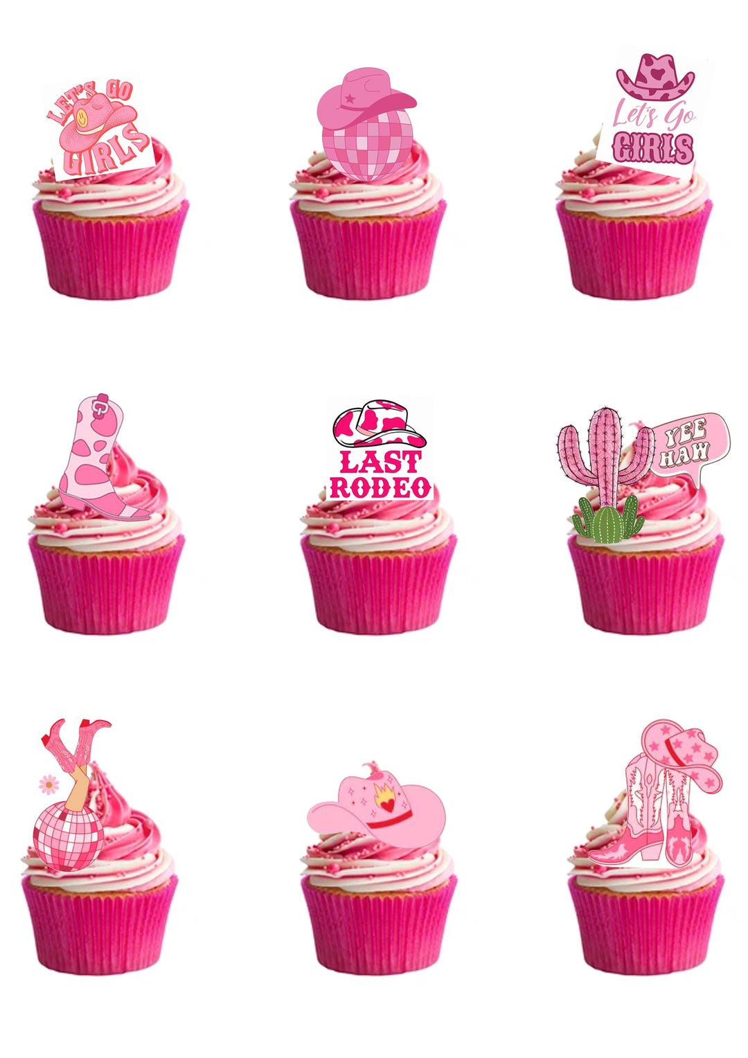 30 Stand up Cowboy Cowgirl HEN Party Edible Wafer Paper Card Cake ...