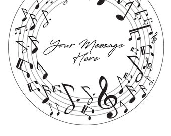 Guitar With Music Note Trim Round Circle Cake Edible Icing or Wafer ...