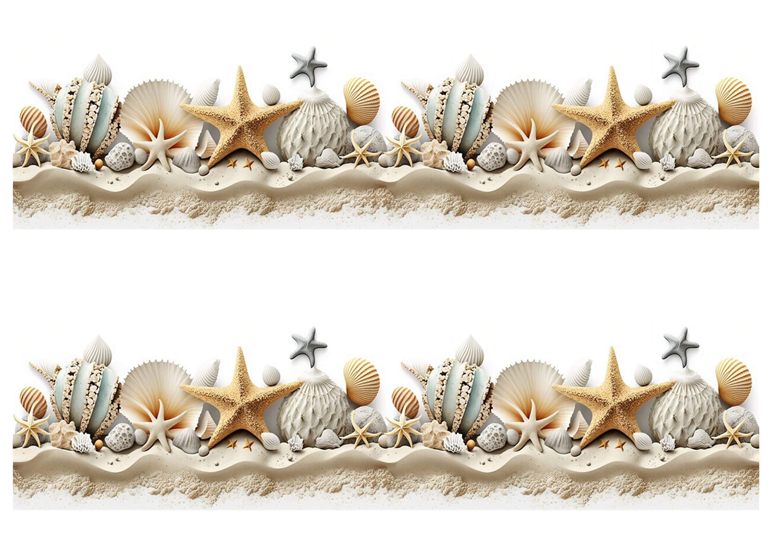 Seashell Shell Sand Beach Border Ribbon Icing Cake Decoration Topper ...