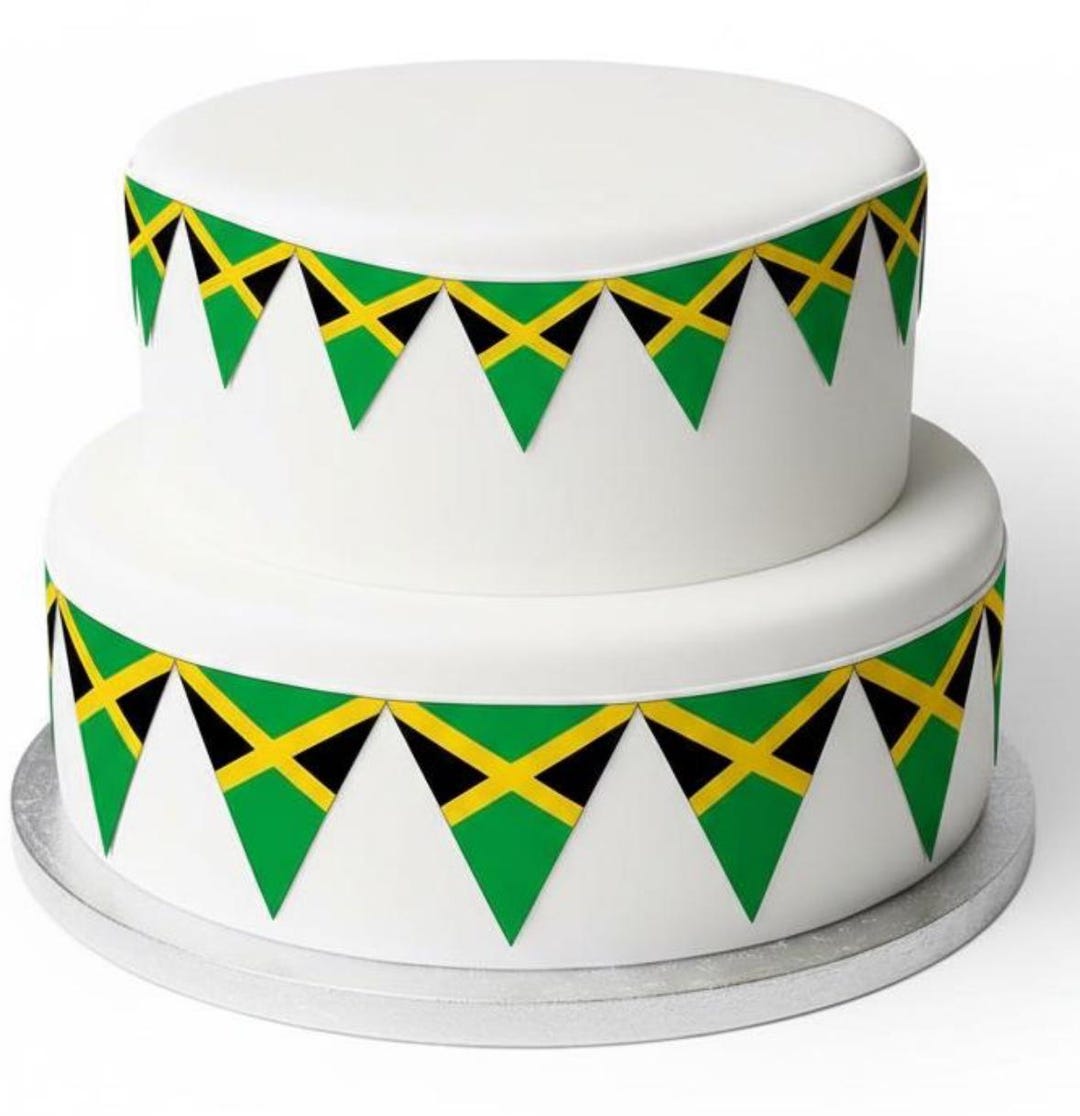 Jamaican Jamaica Flag Cake Bunting Edible Icing Cake Decoration Topper ...