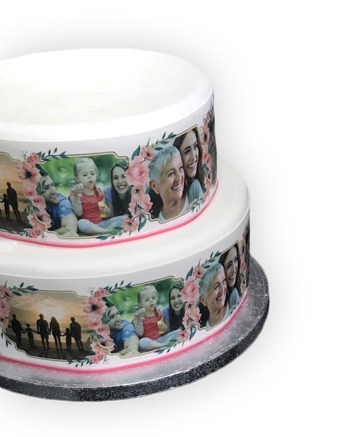 Personalised Floral Flower Frame Your Photo/image/logo Edible Icing ...