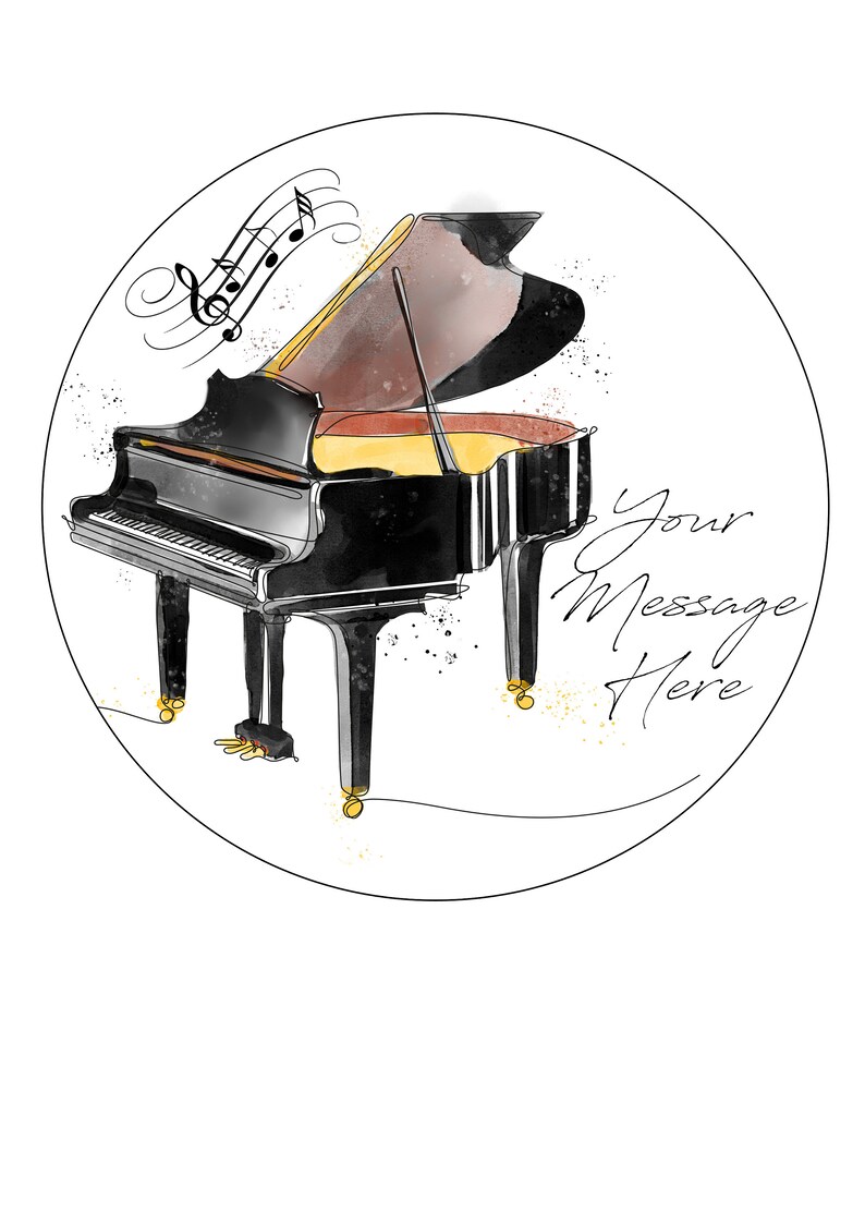 Personalised Grand Piano Music Design 7.5inch Circle Edible Icing Cake ...