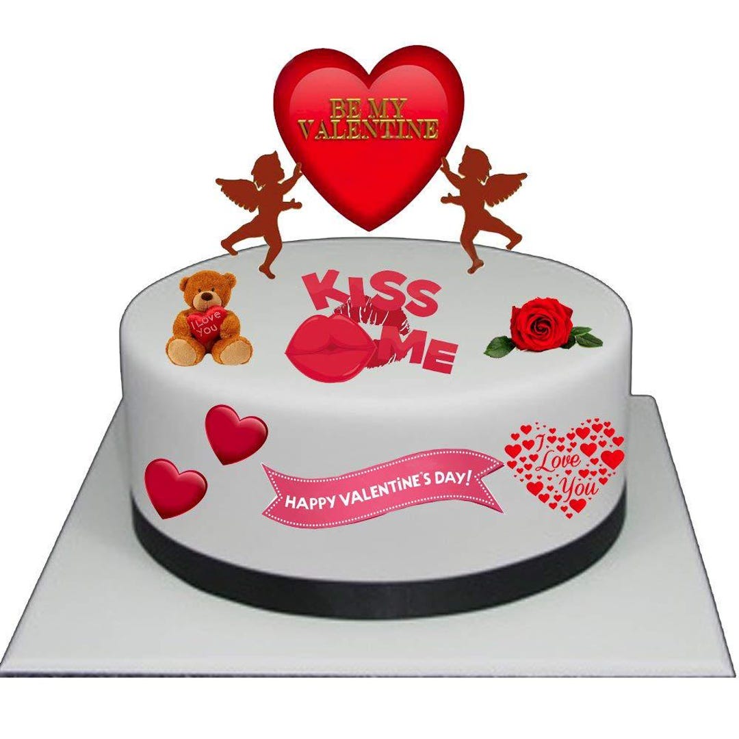 Happy Valentines Day Love Edible Stand up Wafer Paper Cake Scene ...