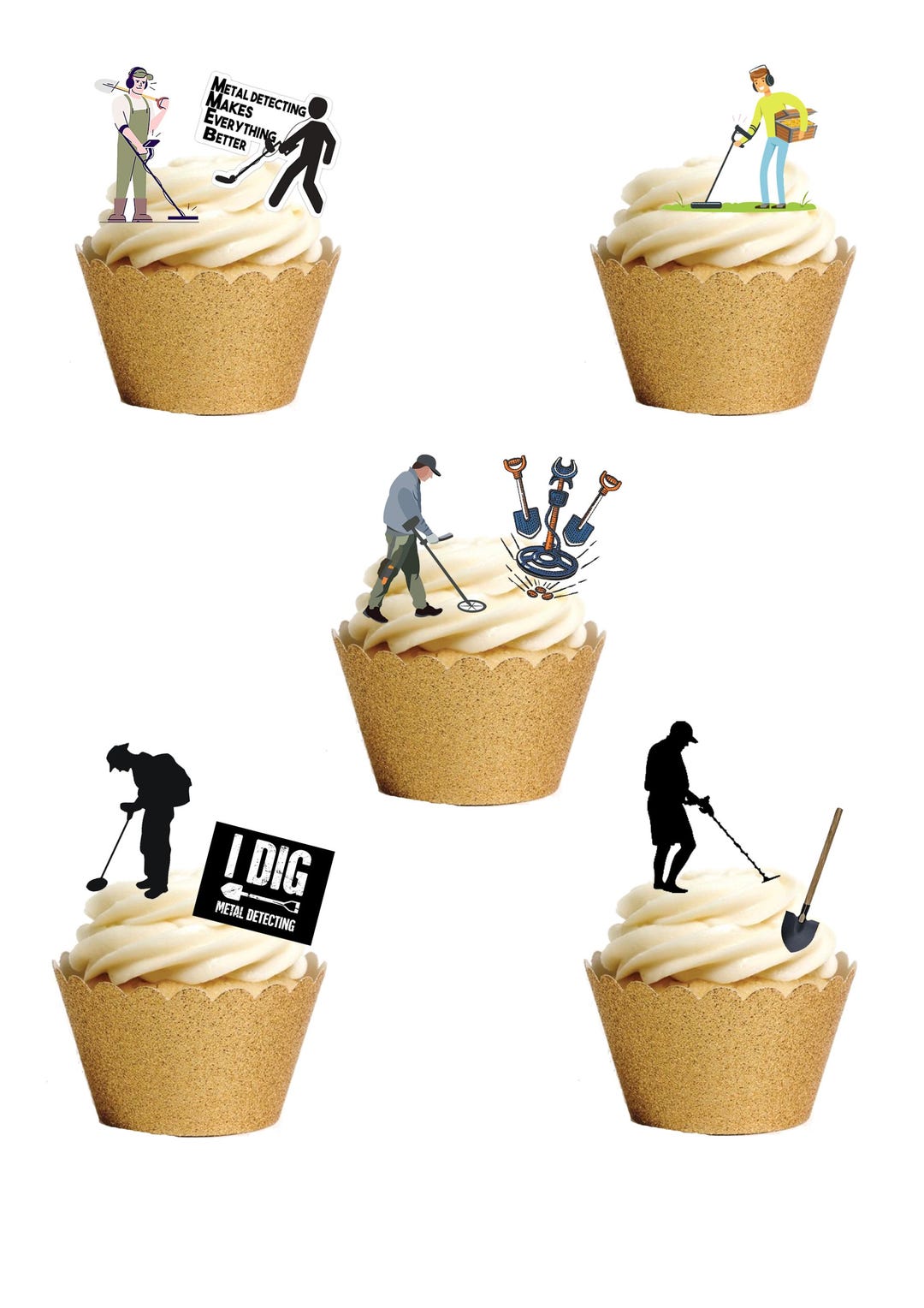 36 Stand up Metal Detecting Detectorists Edible Wafer Paper Card Cake ...